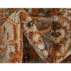 Unique Loom Dorchester Collection Botanical, Border, Traditional Area Rug (4' 5 x 4' 5 Square, Light Green/ Tan)