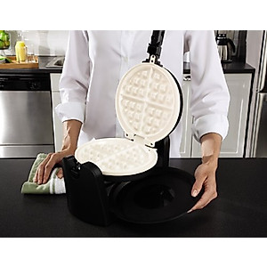 Oster Titanium-Infused DuraCeramic Flip Waffle Maker, Black (CKSTWFBF10W-TECO)