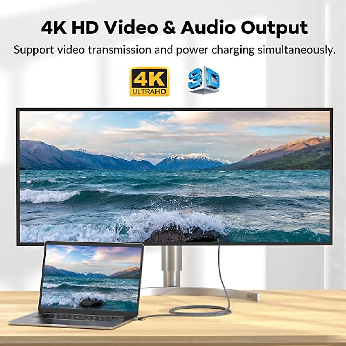USB C to USB C Cable 100W, 20Gbps 90 Degree Right Angle 4K@60Hz Video Output Cable (USB C 3.1 & 3.2 Compatible) with E-Marker for Thunderbolt 3, Oculus Quest, MacBook, iPad Pro, Pixel, Switch, 3.3FT