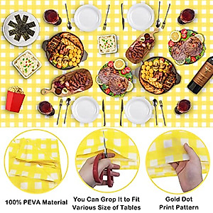 HEIPINIUYE 3 Pack White and Yellow Checkered Tablecloth 54 X108 Waterproof Disposable Gingham Table Cover Rectangle Plastic Table Cloths for Party Birthday Camping Wedding Picnic Baby Shower