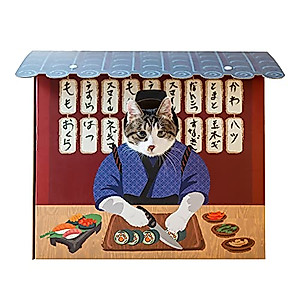 SMILE PAWS Cardboard Cat House with Scratcher, Cat Condo, Bed, Toys, Cat Izakaya Bar Scratcher house for Outdoor/Indoor Cats, Cat Play House & Home Décor, Easy to Assemble for Cats Bunny Small Animals