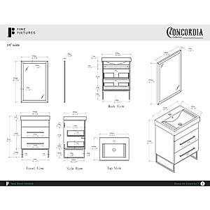 Fine Fixtures - Modern White 24" Bathroom Vanity Set,Chrome Hardware, vitreous China Sink Top