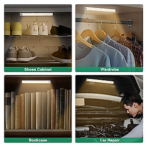 Motion Sensor Cabinet Light 2500mAh 2 Packs Rechargeable 54LED Under Counter Closet Lighting, Wireless Night Light for Cabinet, Drawer, Wardrobe, Kitchen, Hallway