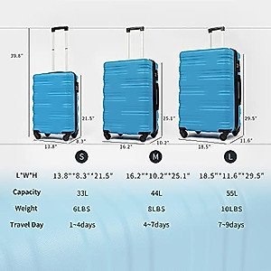 Merax Luggage Sets 3 piece Carry on Luggage Suitcase Sets of 3, Hard Case Luggage Sets Clearance Expandable