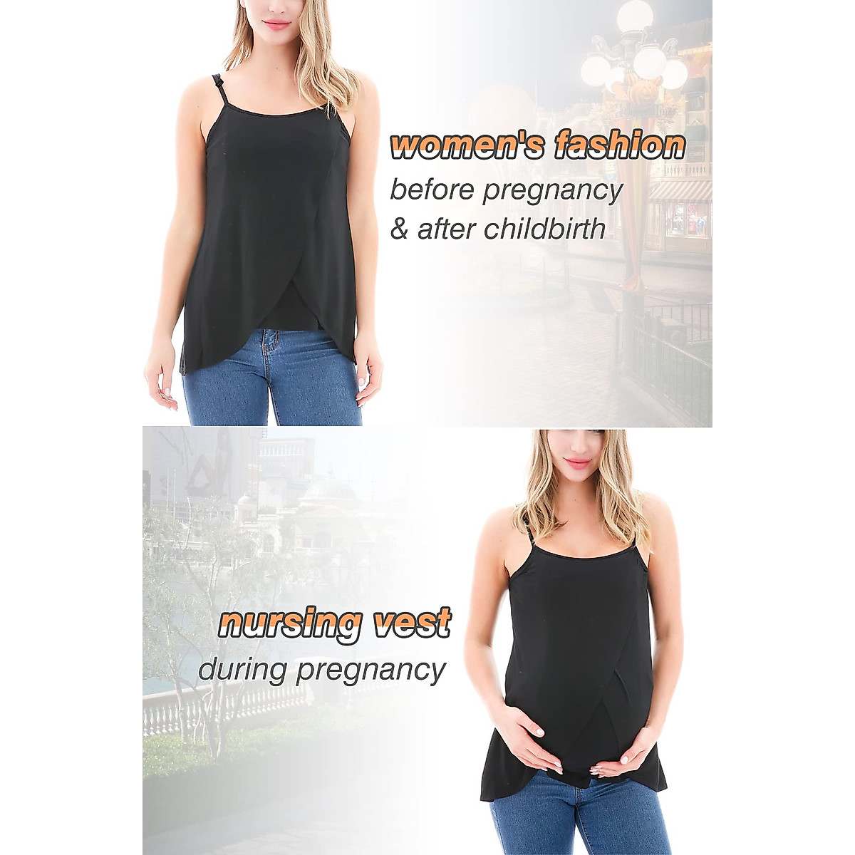 PARNIXS Women's Maternity Nursing Tank Tops Cami Sleeveless Breastfeeding Clothes Shirts, Group D1, Medium (3 Pack)