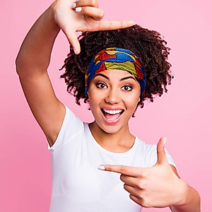 8 Pieces African Headband Stretchy Boho Print Headband Yoga Sports Workout Wide Headwrap Elastic Twisted Knot Turban Hairband for Women Girls Hair Accessories