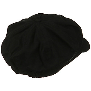 e4Hats.com Cotton Elastic Big Size Newsboy Cap - Black XL-2XL