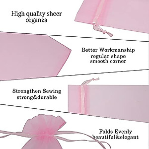 Ludato 100pcs 4"x6" Pink Organza Gift Bags with Drawstring, Small Candy Jewelry Bags Drawstring Pouches for Gifts Baby Shower Wedding Birthday Christmas Party Halloween