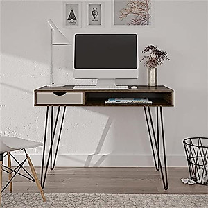Novogratz Concord Computer Desk with Storage, Brown Oak/Gray