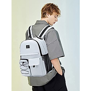 Lohol Casual Backpack for Teen Boys and Girls, Anti Theft Daypack with 15 Inch Laptop Compartment for Travel School (Beige)