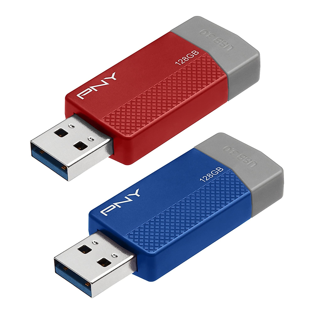 PNY USB 3.0 Flash Drives, 128GB, Assorted Colors, Pack Of 2 Drives