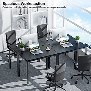 EE EUREKA ERGONOMIC 47 Inch Walnut & White Home Office PC Computer Desk, Simple Modern Work Study Writing Gaming Table for Small & Medium Spaces Desktop with Metal Legs, Sturdy & Easy Assembly