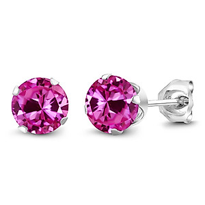 Gem Stone King 925 Sterling Silver Round 6MM Gemstone Birthstone Stud Earrings For Women