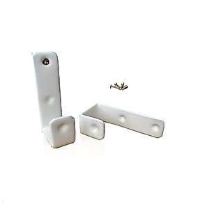 2 PC Sturdy Bunk Loft Bed Ladder Hook Replacement, Inside 1", Bunk Bed Ladder Bracket Hardware with Mounting Screws, Rubber Finish (White)