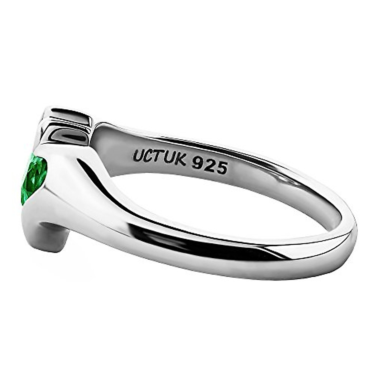Sterling Silver Green CZ ULS-16434GR Ladies Modern Claddagh Ring (8)
