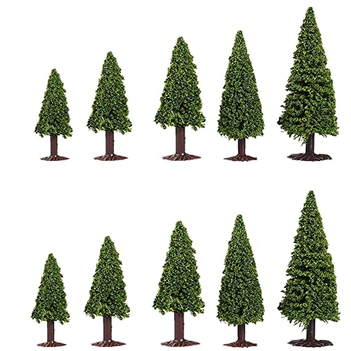 alblinsy 10pcs Green Scenery Landscape Model Cedar Trees Train Scenery Landscape Pine Miniature Diorama Trees Mixed Model for Road Architecture Building DIY Decoration