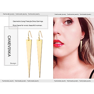 18K Gold Long Triangle Drop Dangle Earrings for Women Geometric Minimalist Hypoallergenic Earrings Fashion Edgy Gold Dangle Earrings for Women