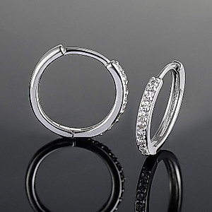 18K White Gold Plated Cubic Zirconia Tiny Huggie Hoop Earrings Pack for women men 4 Pairs