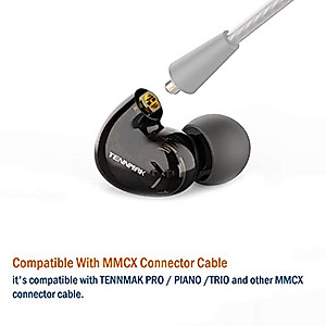 TENNMAK PRO Earphone Accessory Clear Ear Head Unit for MMCX Sport Running Gym Replace in Ear Earphones Earbuds Headphones, Dual Drivers Earphone Ear Head (PRO Ear Head) (Black)