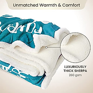 Done Lucky Grandma Blanket - Grandma Gift for Birthday, Mother's Day, Christmas, etc. - Sherpa Throw Blanket Gift for Grandma (Cyan)
