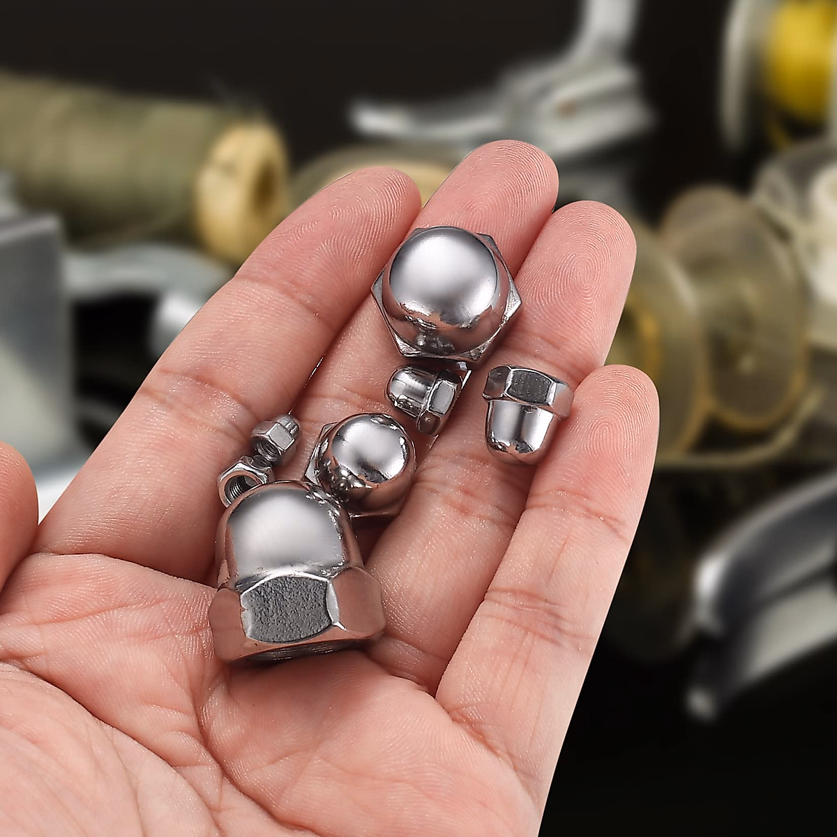 Hex Acorn Bolt Covers, 165pcs Acorn Cap Nuts, Black Dome Nut Caps, Stainless Steel Dome Acorn Bolt Cup Nuts Protector Caps for Protection Threads Rods Bolts, M3 M4 M5 M6 M8 M10 M12 (Silver)