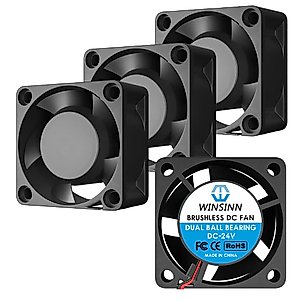 WINSINN 40mm Fan 24V, 3D Printer Micro 24 Volt Fans 4020 Dual Ball Bearing, Brushless Cooling 40mmx20mm 2PIN (Pack of 4Pcs)