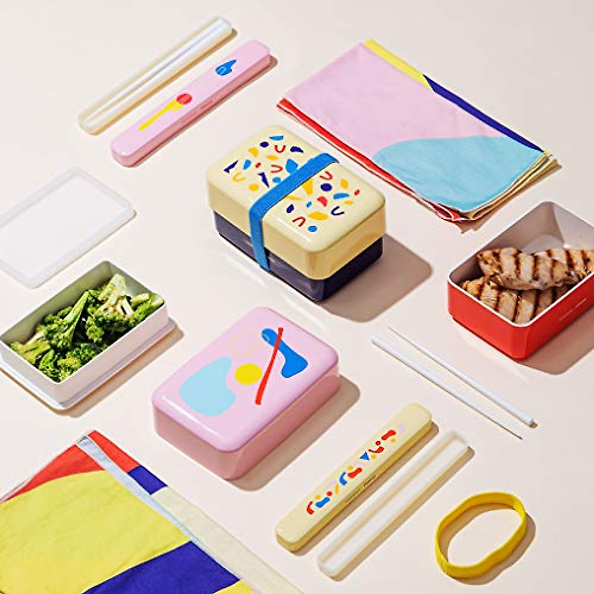 POKETO x TAKENAKA Limited Model, Pool color, Perfect for Lunch Bento Time, Made in Japan (POKETO Nibble Bento Box(Pink x Red))