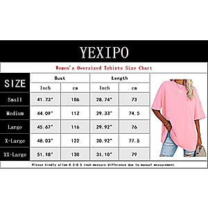 YEXIPO Women's Oversized T Shirts Summer Short Sleeve Loose Fit Casual Crewneck Plain Tunic Tops Pink