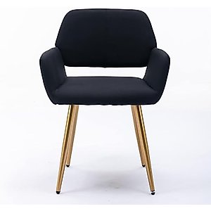 Generic Black Modern Multi-Purpose Dining Office Chair, No Wheels, Non-Rolling, Heavy Duty Metal Legs, 300 lbs Weight Limit
