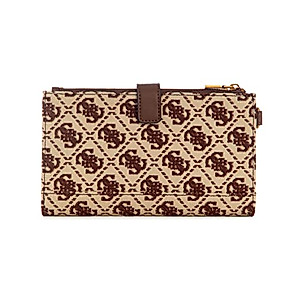 GUESS Izzy Double Zip Organizer Wallet, Brown Logo