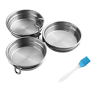 YARNOW 2pcs Stainless Steel Egg Poacher Pan 3 Poached Egg Cups for Poached Eggs Brunch Breakfasts Microwave Egg Poachers Kitchen Gadgets with Oil Brush