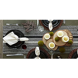 DII Farmhouse Braided Stripe Table Runner Collection, 15x108 (15x113, Fringe Included), Black