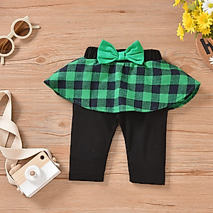 Aalizzwell Baby Girl St. Patricks Day Outfit, Infant Girls St Paddys Day Bodysuit Pants Shamrock Clover Clothes 6-12 Months Black