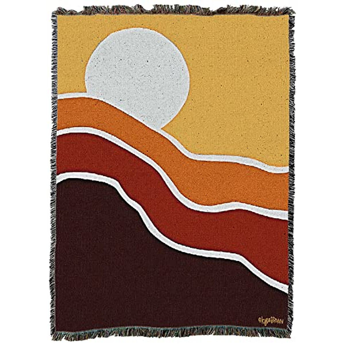 Pure Country Weavers 70's Sunset Blanket by Kyra Brown - Abstact Art - Gift Tapestry Throw Woven from Cotton - Made in The USA (72x54)