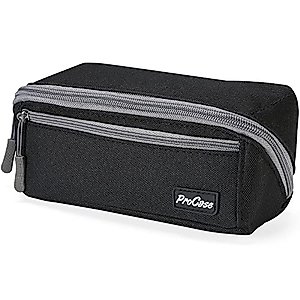 ProCase Pencil Case Holder Pen Bag Pouch, Graduation Gifts for College Student Preppy Teen Boys Girls Teachers Adults -Black