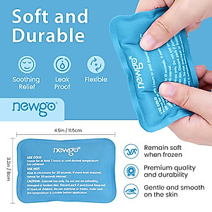 NEWGO Mini Ice Packs (6 Packs) Gel Cold Packs for Injuries Reusable, Face Ice Pack for Face Surgery, Teeth Pain, Tired Eyes, Kid's Boo Boos, Bruises, Headaches,Breastfeeding 4.5"X 3.2" Blue