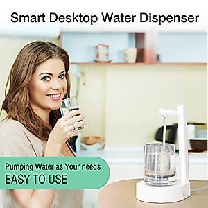 Desktop Water Dispenser for 5 Gallon Bottle & Universal Bottles, Electric Water Pump Portable USB Charging Automatic Drinking Water Jug Bottle Dispenser for Home Office (White)