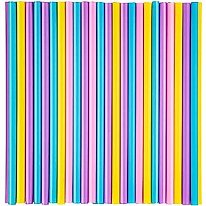 100 Count 100% Compostable Jumbo Smoothie Straws-3/10" Wide X 8 1/2" Long KTOB Biodegradable PLA Colorful Disposable Drinking Straws-Eco Friendly Plant-Based Plastic Milkshake Straws