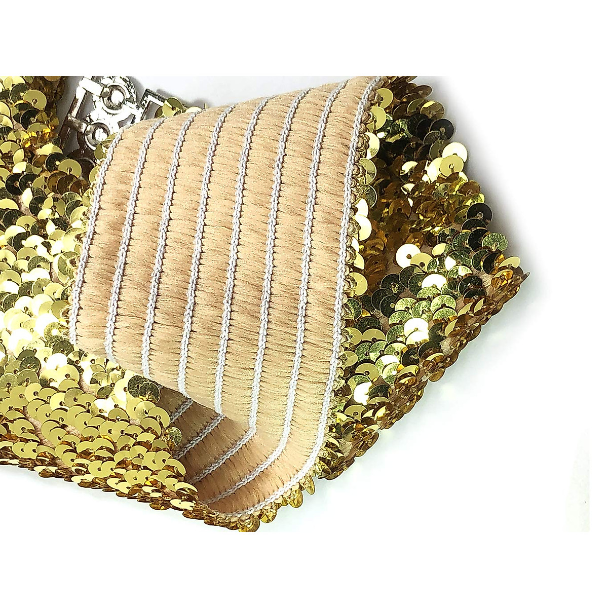 CRIZAN Womens Sequins Dance Dress Belly Chain Body Chain Jewelry (red gold silver)