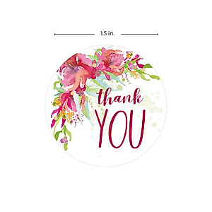 Bright Watercolor Floral Thank You Labels / 1.5” Sticker / 500 Vibrant Color Stickers for Business Or Personal Use