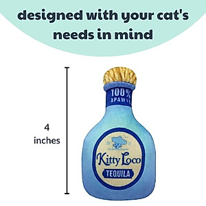 Huxley & Kent Cat Toy | Kitty Loco Tequila | Nappy Hour Strong Catnip Filled Cat Toy | Soft Plush Kitty Toy with Catnip and Crinkle | Kittybelles