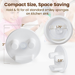 Sponge Holder, Sink Caddy w/ Suction Cup Installation, Sponge Organizer for Kitchen/ Bathroom Sink, Self Draining, Dishwasher Safe for Holding Smiley Sponges(Sponges Not Included), White(1-Pack)