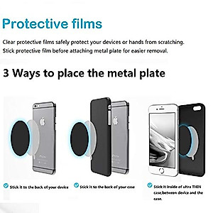 Ozgoe Happy Bell (12 Pack) Mini Mount Metal Plate with Adhesive for Collapsible Grip & Magnetic Phone Car Mount Holder Cradle (Compatible with Magnetic Mounts),Black