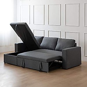 Kingway Sectional Sofa Bed with Storage Convertible Chaise Sofabed, 835336, Gray