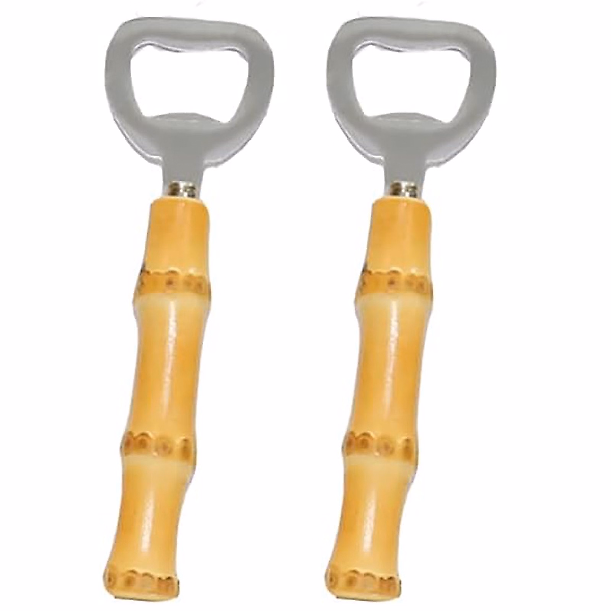 2PCS Bamboo Bottle Openers,Beer Bottle Openers,Bartender Cool Bottle Openers,Soft Drinks-Handcraft Bamboo Handle（yellow）