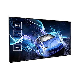 Docooler Projector Screen 100 Inch/150 Inch Optional, Widescreen 16:9 HD Anti-Crease Projection Screen Foldable and Portable for Wall Projection, Home Theater, Indoors Outdoors Film, Party
