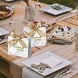 YHJZ Small Gift Bags-24 Pack Small Marble Thank You Gift Bags with Bow Ribbon, Paper Party Favor Bags Bulk, Mini Gift Bags, Treat Boxes for Wedding Baby Shower Party Supplies (4.5''x1.8''x3.9'', Gold-2)