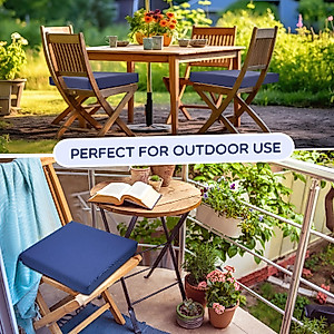 Preboun 12 Pack Outdoor Chair Cushions, 19" x 19" x 3" Patio Chair Cushion Waterproof Outdoor Seat Cushions with Ties Replacement Chair Pad for Patio Furniture Garden Sofa Couch Chair Pads (Navy Blue)