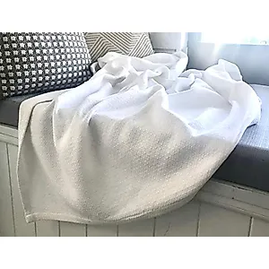Wild Bloom Organics - 100% Organic Cotton Throw Blanket - 50"x70", GOTS Certified - White, Lightweight, Hypoallergenic
