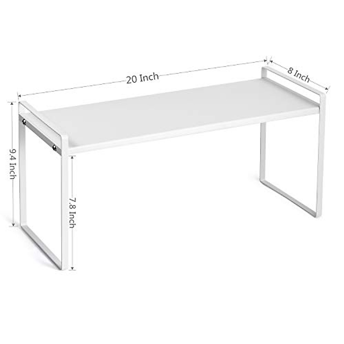 ideaglass Countertop Organizer, Cupboard Stand Spice Rack, 20" Cabinet Pantry Shelf, Organization and Storage for Kitchen Bathroom, Metal Plate Milky White